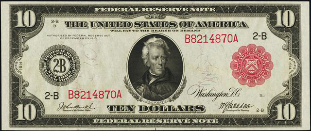$10 Red Seal Federal Reserve Note (1913-1914) - Antique Money